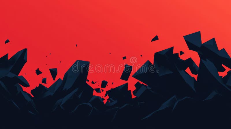 Abstract Black Crystals Exploding on Red Background Stock Illustration ...