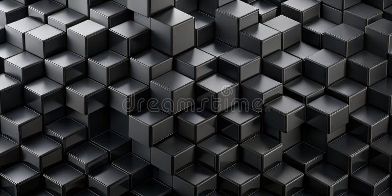 Abstract Black Cube Pattern, 3D Rendering, Geometric, Texture, Shapes ...