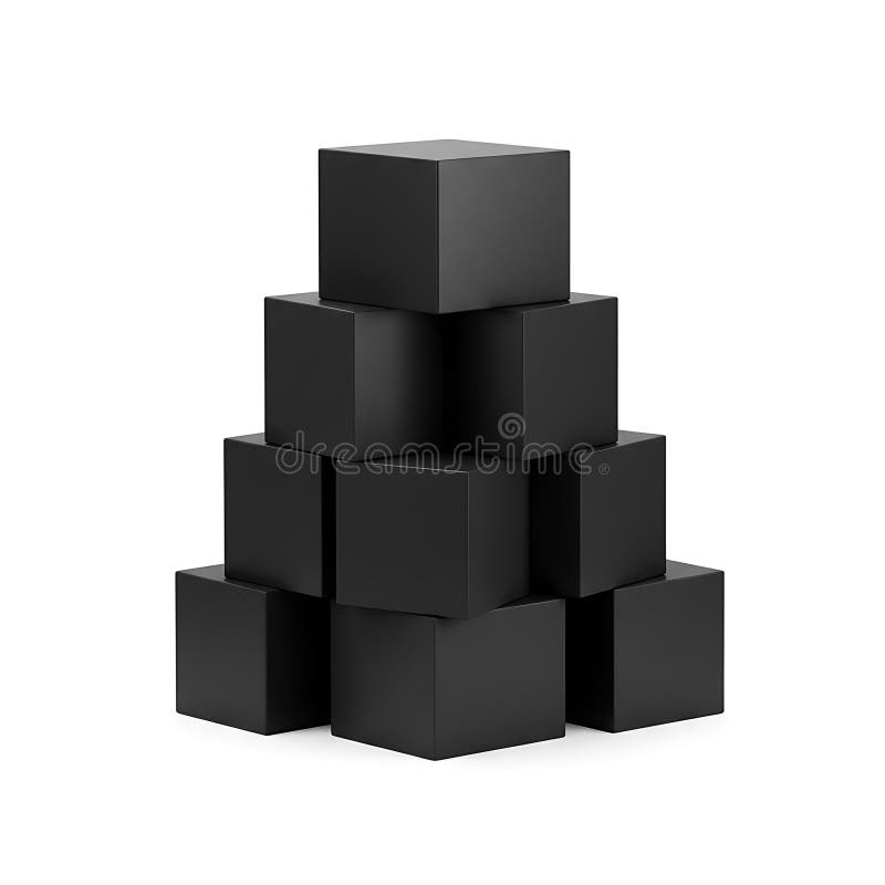 Abstract Black Cube Stack: Minimalist Geometric Composition of ...