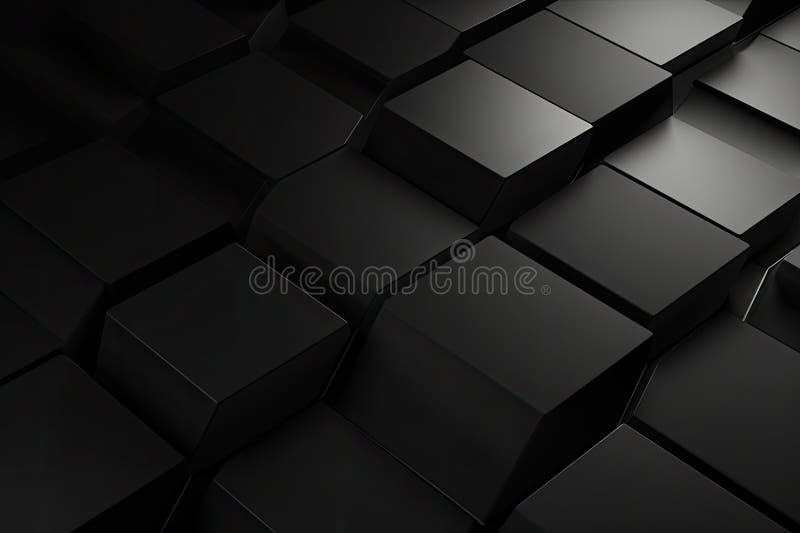 Abstract Black Cubes Background, 3d Render Illustration, Square Shape ...