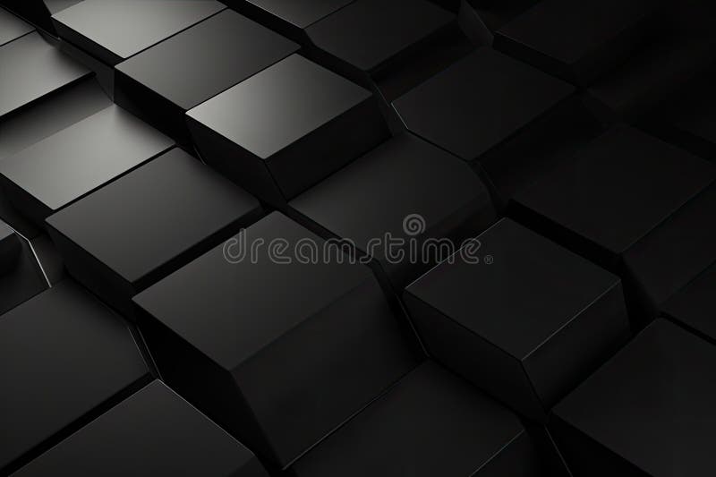 Abstract Black Cubes Pattern: a 3D Geometric Design Stock Illustration ...