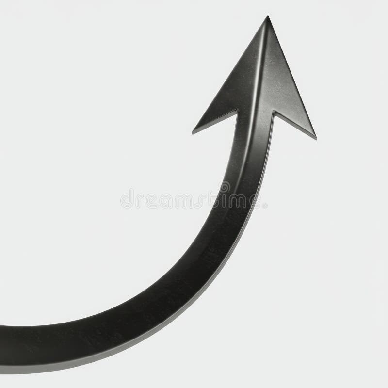 Abstract Black Curved Arrow Upward Pointing Growth Success Progress ...