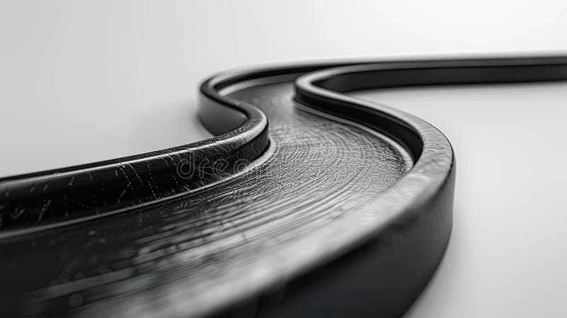 Abstract Black Curved Path on White Background Stock Illustration ...