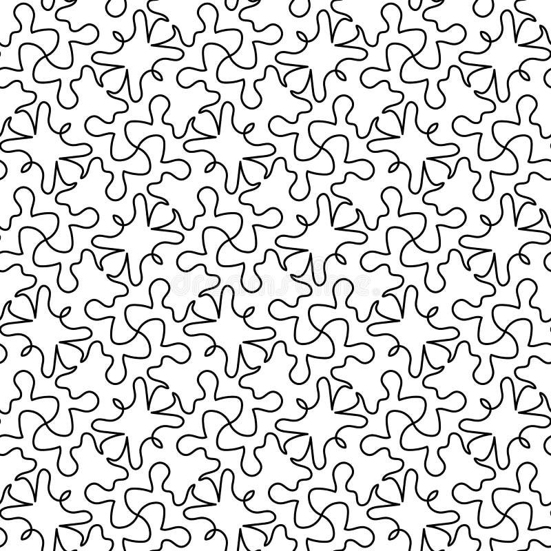 Abstract Black Curves on White. Minimalistic Vector Hand-drawn Seamless ...