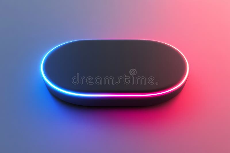 Abstract Black 3D Capsule Shape with Neon Blue and Pink Outlines on ...