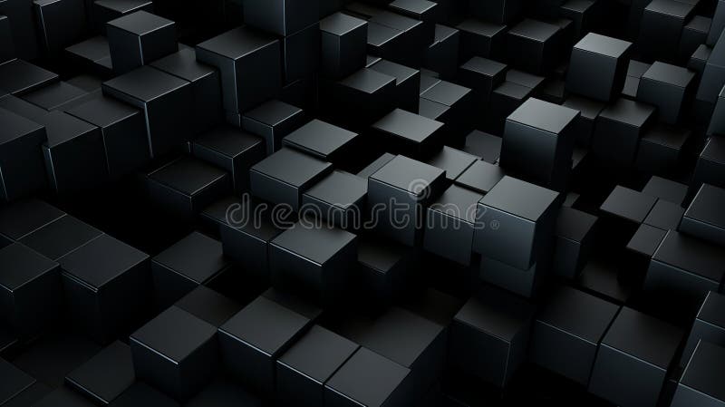 Abstract Black 3D Cube Wallpaper AI Generated Stock Illustration ...