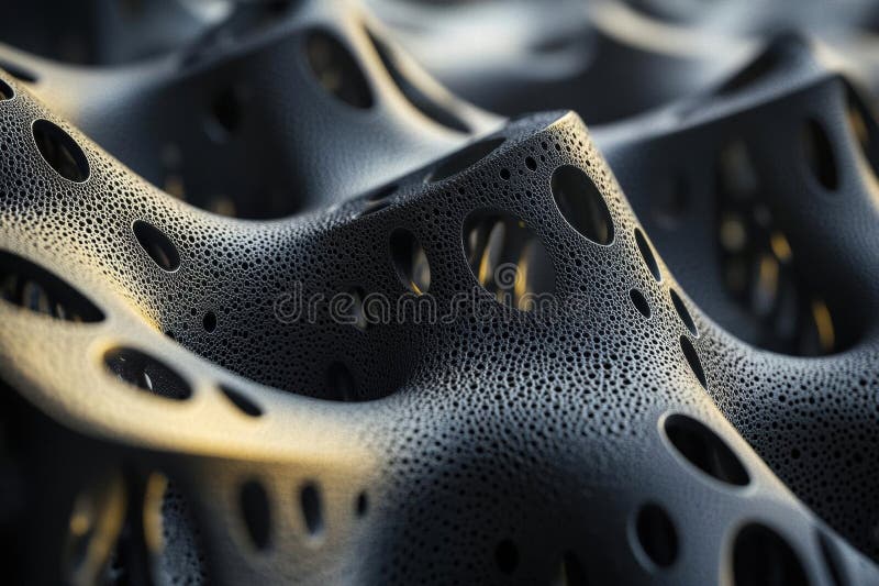 Abstract Black 3D Surface with Holes and Circular Patterns Stock Photo ...