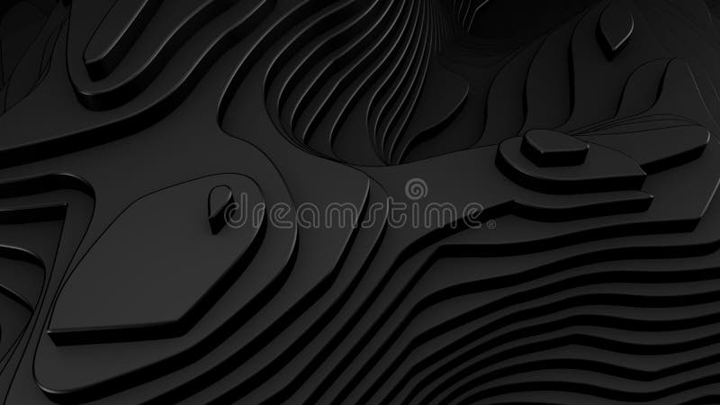 Abstract Black 3d Topography Map Background Stock Illustration ...