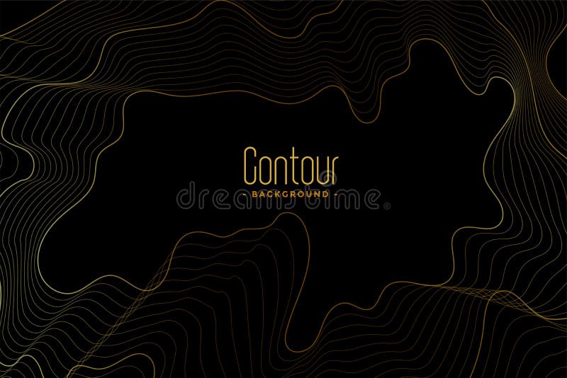 Abstract Black Dark Background with Golden Contour Lines Stock Vector ...