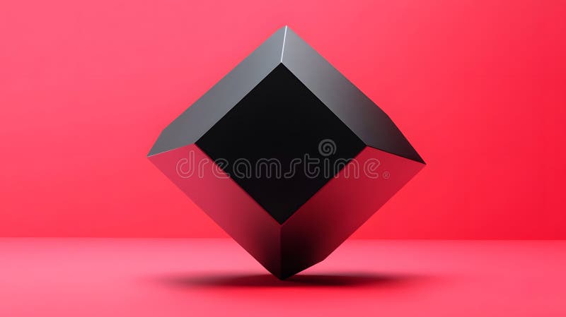 Abstract Black Diamond Shape on Red Background 3D Royalty Free Image ...