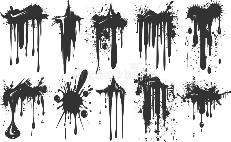 Black White Dripping Paint Splatter Vector Stock Photos - Free ...