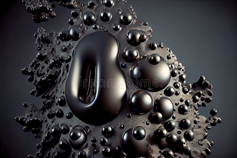 Abstract Black Drops Background. Black Liquid. Oil Bubbles Stock Image ...