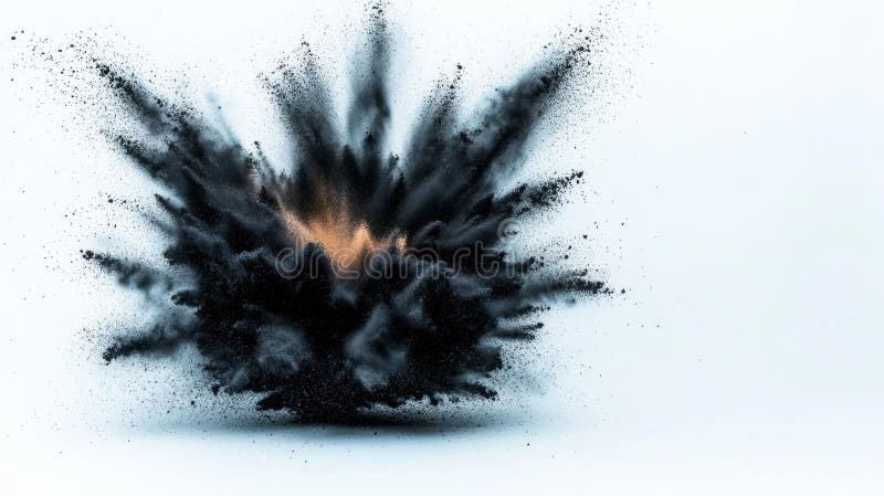 Abstract Black Dust Explosion on a White Background Stock Illustration ...