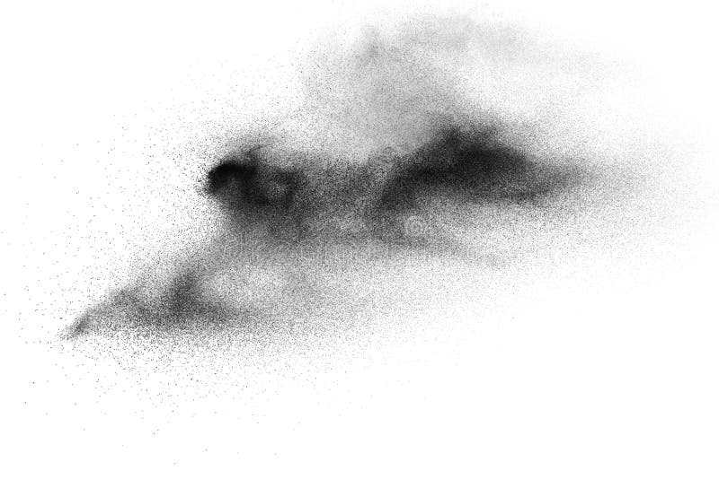 Abstract Black Dust Particles Splash on White Background Stock Image ...