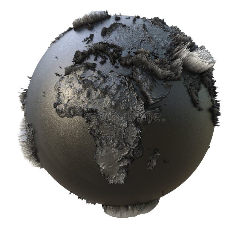 Abstract Black Earth Globe, Continets Extruded or Displacement Stock ...