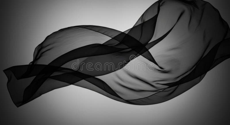 Abstract Black Fabric Drape on Grey Background Stock Illustration ...