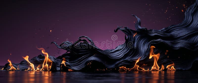 Abstract Black Fire Texture on a Dark Purple Background Stock Photo ...