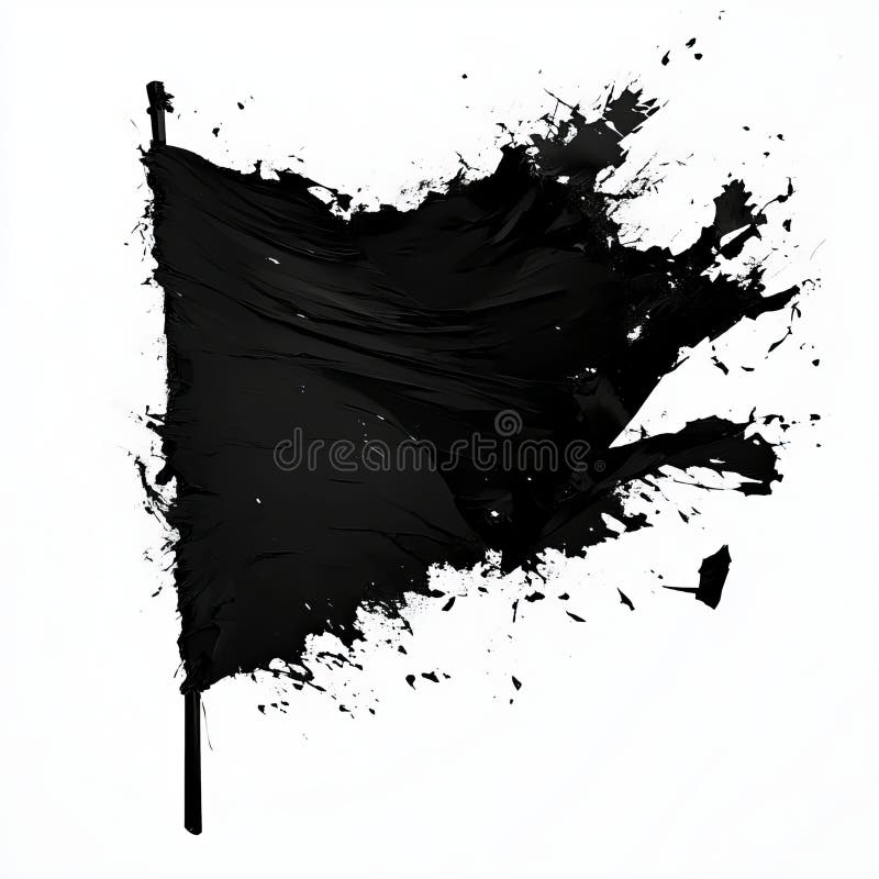 Abstract Black Flag with Dynamic Paint Splatter on White Background ...