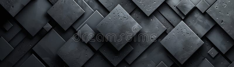 Abstract Black Geometric Background with Overlapping Dark Squares Stock ...