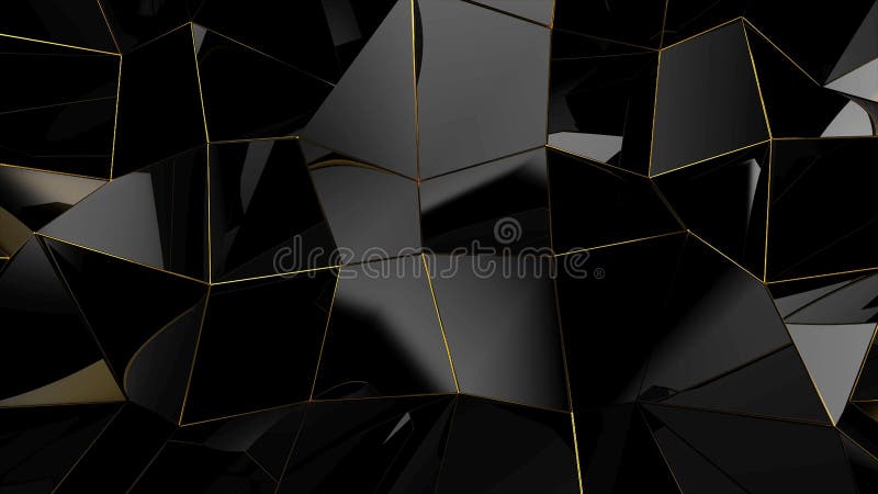 Abstract Black Geometric Bumpy Surface with Kinks from Glossy Blocks ...