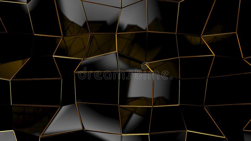 Abstract Black Geometric Bumpy Surface with Kinks from Glossy Blocks ...