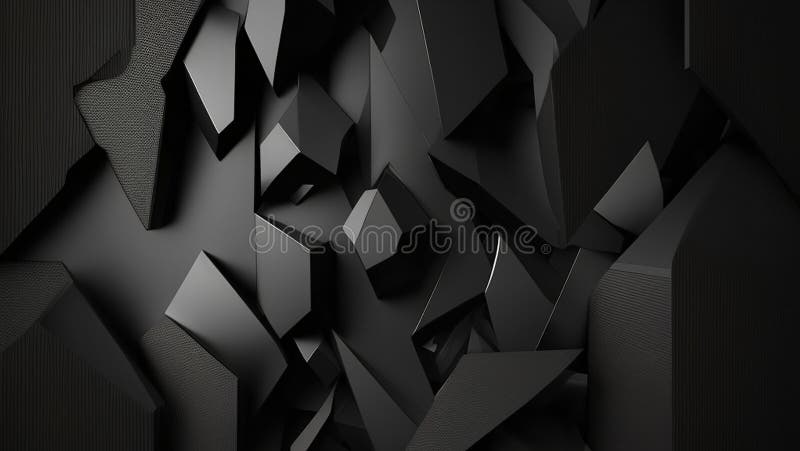 Abstract Black Geometric Fractured Forms Stock Illustration ...