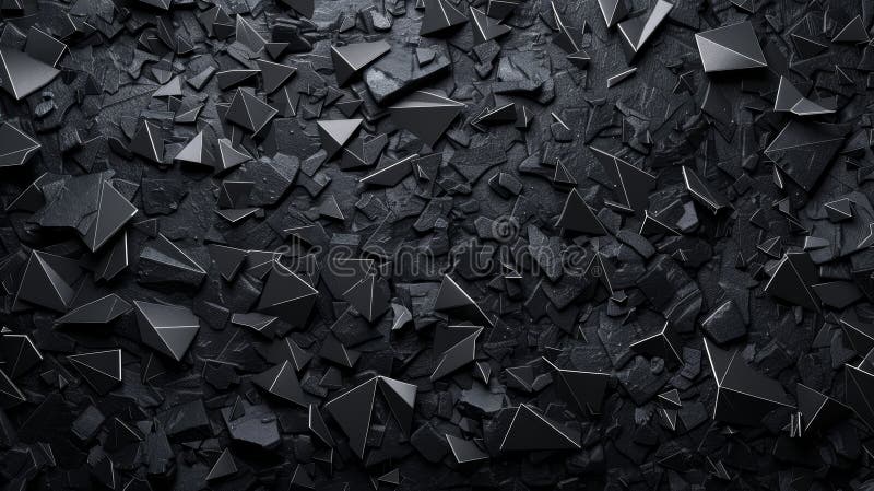 Abstract Black Geometric Pattern. Shattered, Rough Texture with Sharp ...