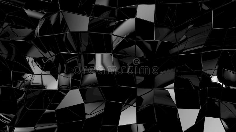 Abstract Black Geometric Uneven Bumpy Surface with Kinks from Glossy ...