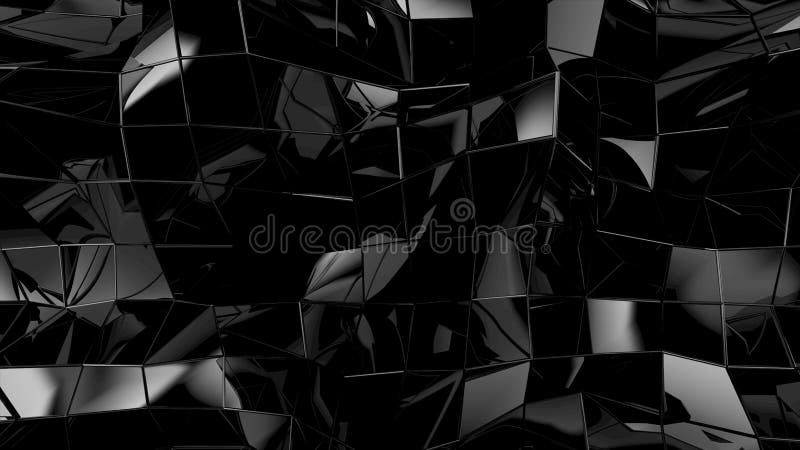 Abstract Black Geometric Uneven Bumpy Surface with Kinks from Glossy ...