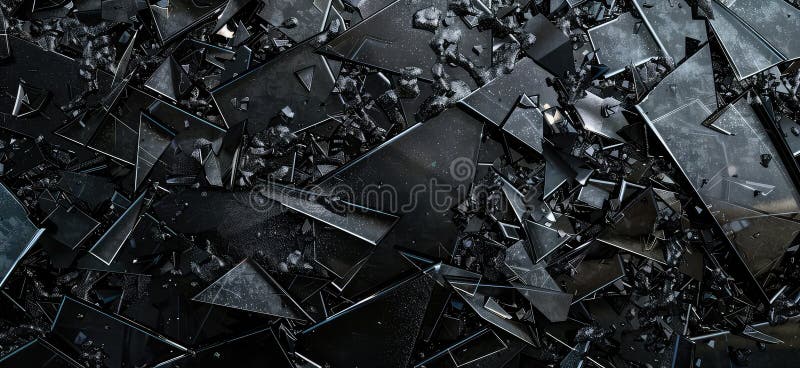 Abstract Black Glass Background with Fragmented Figures and Diamond ...