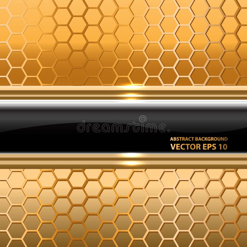 Abstract Black Glass Gold Hexagon Mesh Vector. Stock Vector ...
