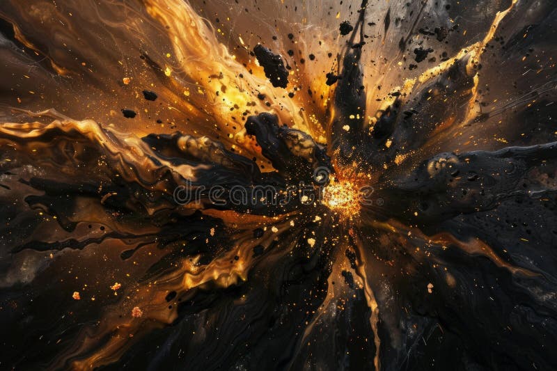 Black and Gold Abstract Art with Explosion Effect Creating Dramatic ...