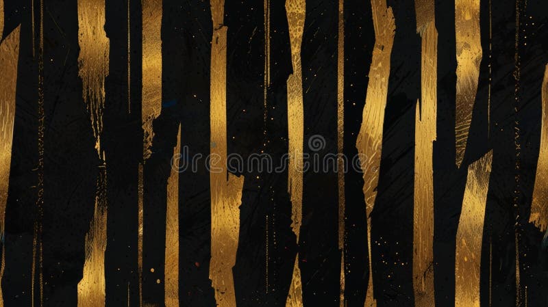 Abstract Black and Gold Art with Stripes Dynamic Paint Splatters and ...