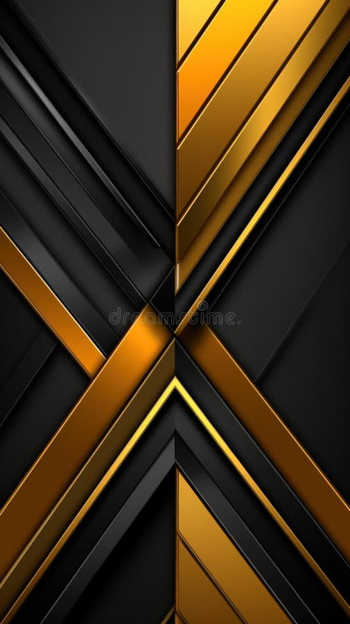 Abstract Black and Gold Background with Sharp Black Lines in Dark Gray ...