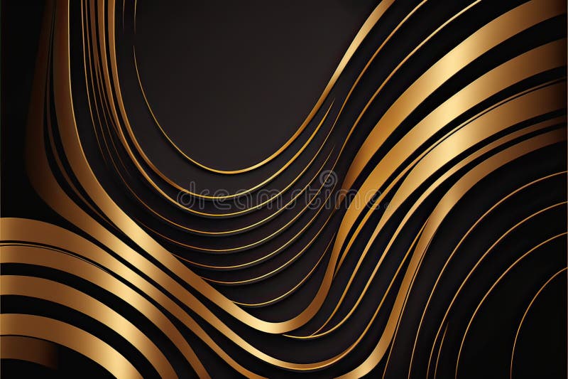 Abstract Black and Gold Background with Wavy Lines. (Ai Generated ...