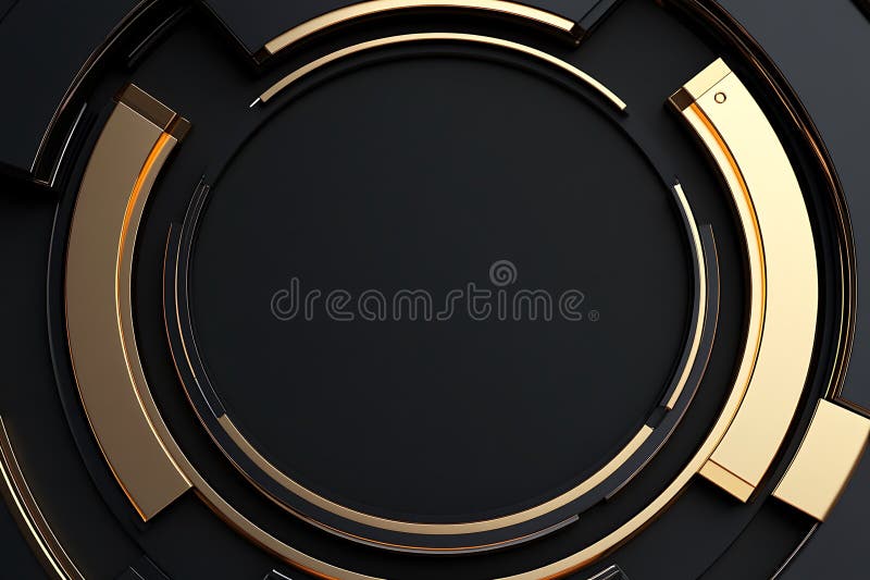 Abstract Black and Gold Circular Design with Copy Space Stock ...