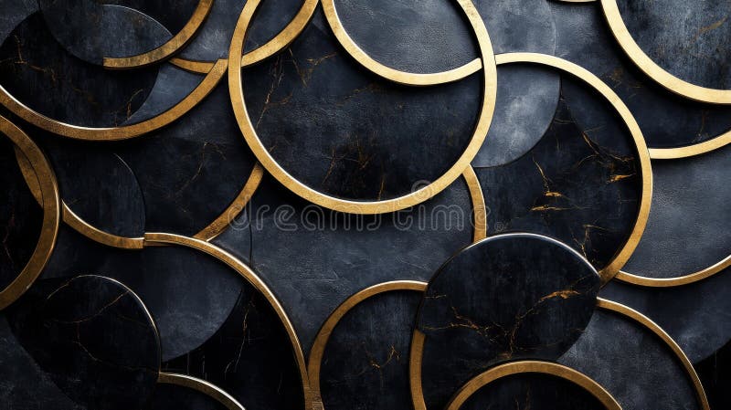 Abstract Black and Gold Circular Pattern Background Stock Illustration ...