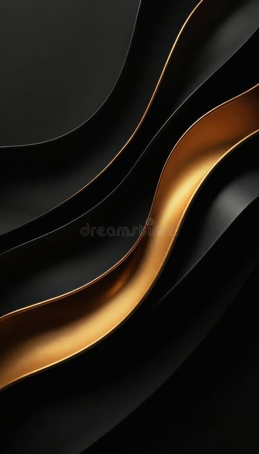 Abstract Black Gold Curves, Smooth Lines, Modern Luxury Background ...