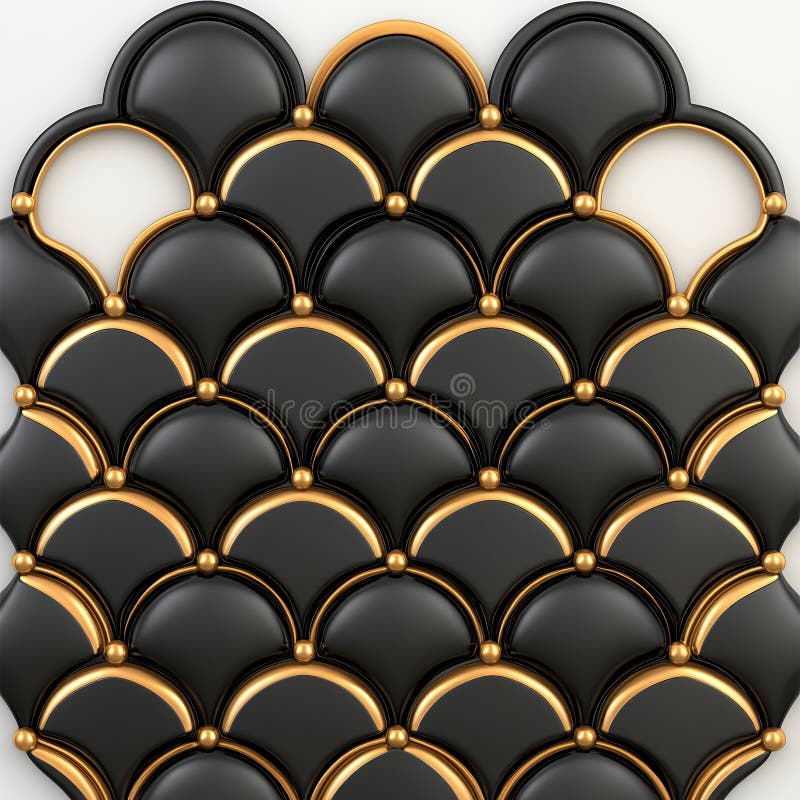 Abstract Black and Gold Fish Scale Pattern Stock Illustration ...