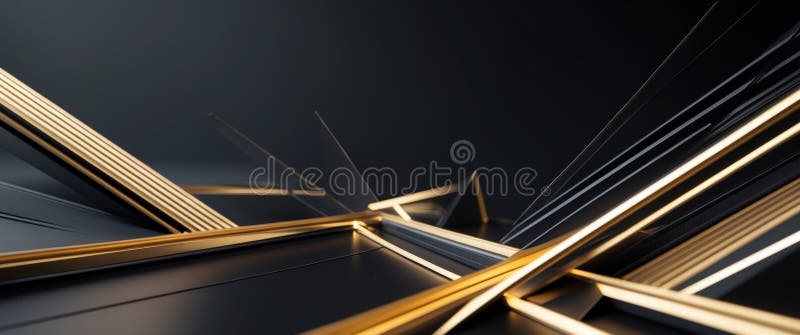 Abstract Black and Gold Geometric Background with Sharp Lines and ...