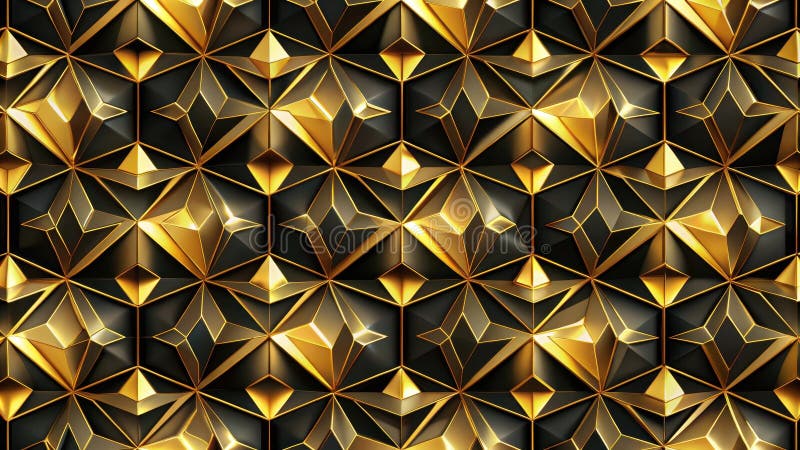 Abstract Black and Gold Geometric Pattern Luxurious 3d Render of ...