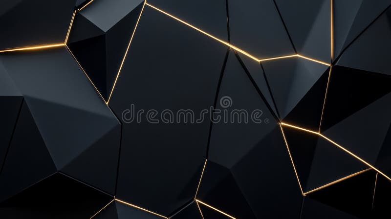Abstract Black Gold Geometric Polygon, 3D Render, Low Poly ,abstract ...