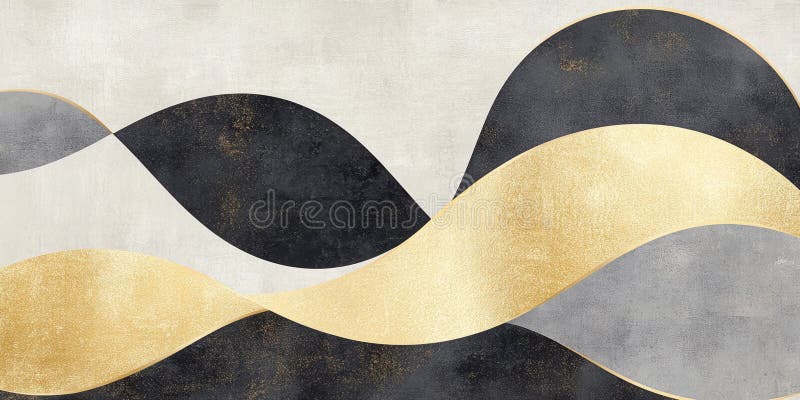 Abstract Black Gold Gray Wave Pattern with Metallic Texture Stock Photo ...