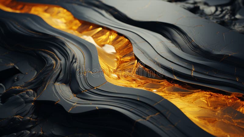 Abstract Black and Gold Lava Flow Texture Dramatic and Luxurious 3D Rendered Artwork Stock ...
