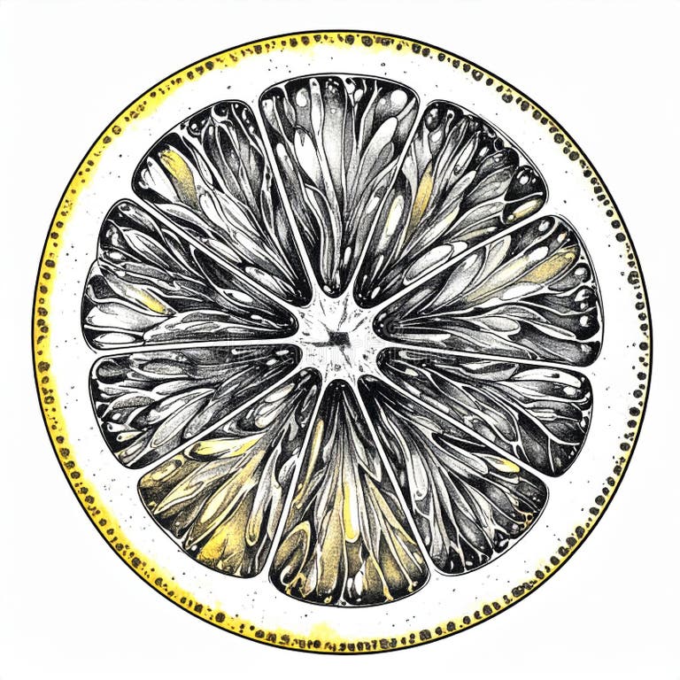 Abstract Black and Gold Lemon Slice Illustration Stock Illustration ...