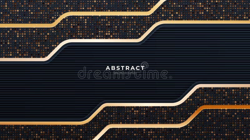 Abstract Black with Gold Line Technology Background Modern Futuristic ...