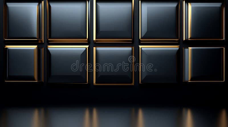 Abstract Black Gold Square Panel Design Stock Illustration ...