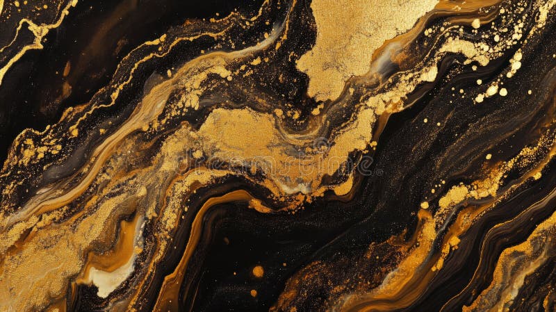 Abstract Black and Gold Swirl Texture Background Stock Illustration ...