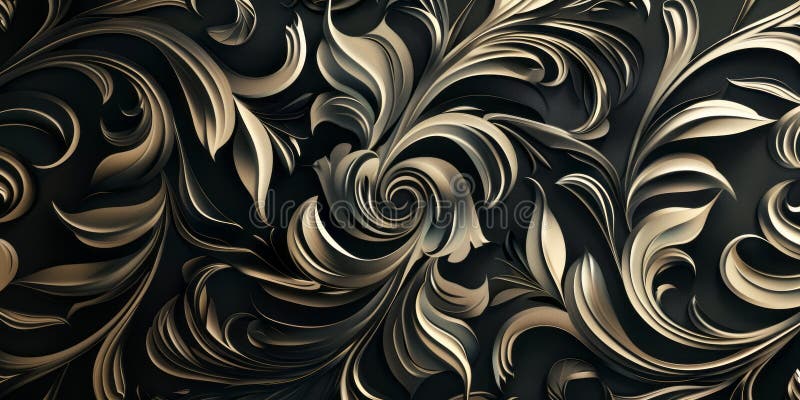 Abstract Black and Gold Swirls Create a Striking Visual Pattern in this ...