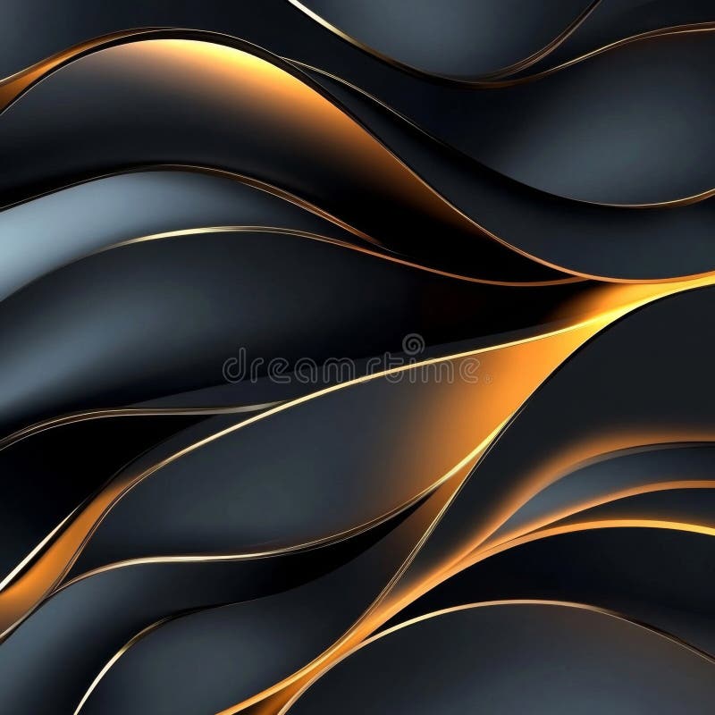 Abstract Black and Gold Wavy Pattern Stock Illustration - Illustration ...